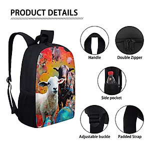 Black Kids Animal Sheep Backpack for Boys Girls Lightweight Comfy Padded Durable Elementary Cute School Backpack 17 Inch Novelty Student Child Personalized Bookbag