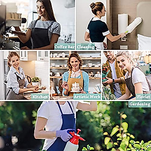Aoipend Japanese Apron for Women with 2 Roomy Pockets Linen Cross Back Aprons Cute Pinafore Dress For Kitchen Cooking Baking Work Gardening Painting Crafting Grey (Grey)