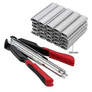 nomal Spring Loaded Hog Ring Pliers Kit with 2500pcs Hog Rings Automatic Fencing Manual Pliers Fastening Clamp Installation Equipment Tool for Chicken Rabbit Pet cage Seal Bag Car Cushion