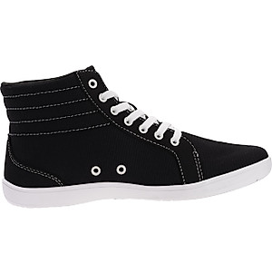 WHITIN Men's Wide Toe Box Hightop Barefoot Shoes Boots Canvas Sneakers Black White Size 6.5