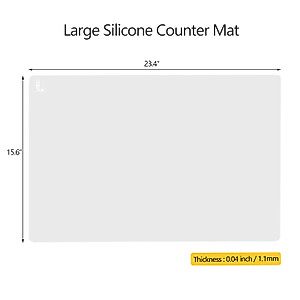 Thick Silicone Counter Mat Large 23.4"by15.6", Heat Resistant Mat for Kitchen Table/Countertop Protector/Non Stick Pastry Baking Mat Placemats, Silicone Mat for Crafts Kids, Super Kitchen Clear