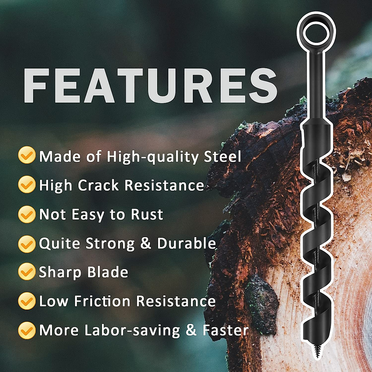 Bushcraft Survival 1” x 12” Scotch Eye Hand Wood Auger Drill Bit for Bushcraft Backpack and Camping - Perfect Addition Tool to Survival and Camping Gear Packs