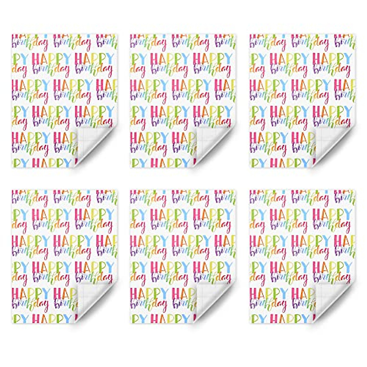 Happy Birthday Wrapping Paper For Kids Girls Boys Women Men, Gradient Rainbow Color Birthday Gift Wrap Paper, Wrapping Paper Birthday 6 Sheets Folded Flat 20x28 inches per sheet
