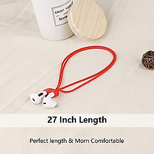 Kedoo Magnetic Anti-Lost Straps for AirPods 1/2/3/Pro/Pro 2, 4 PCS Colorful Soft Silicone Sports Lanyard, Neck Rope Cord for Running, Fitness, Dancing (Black White Blue Red)