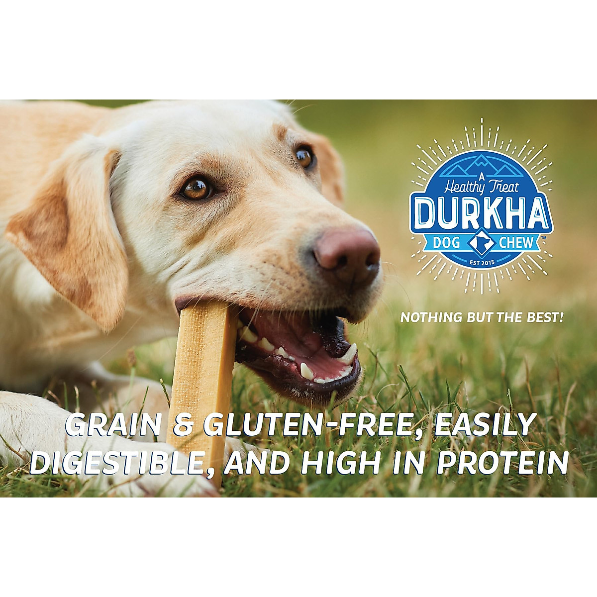 Durkha Yak Cheese Chews: Himalayan Yak Cheese Dog Chews- Natural, Healthy & Long Lasting Dog Treats - Grain, Gluten & Lactose-Free Rawhide Alternatives, For Dogs 25 lbs and Smaller, Single Small Stick