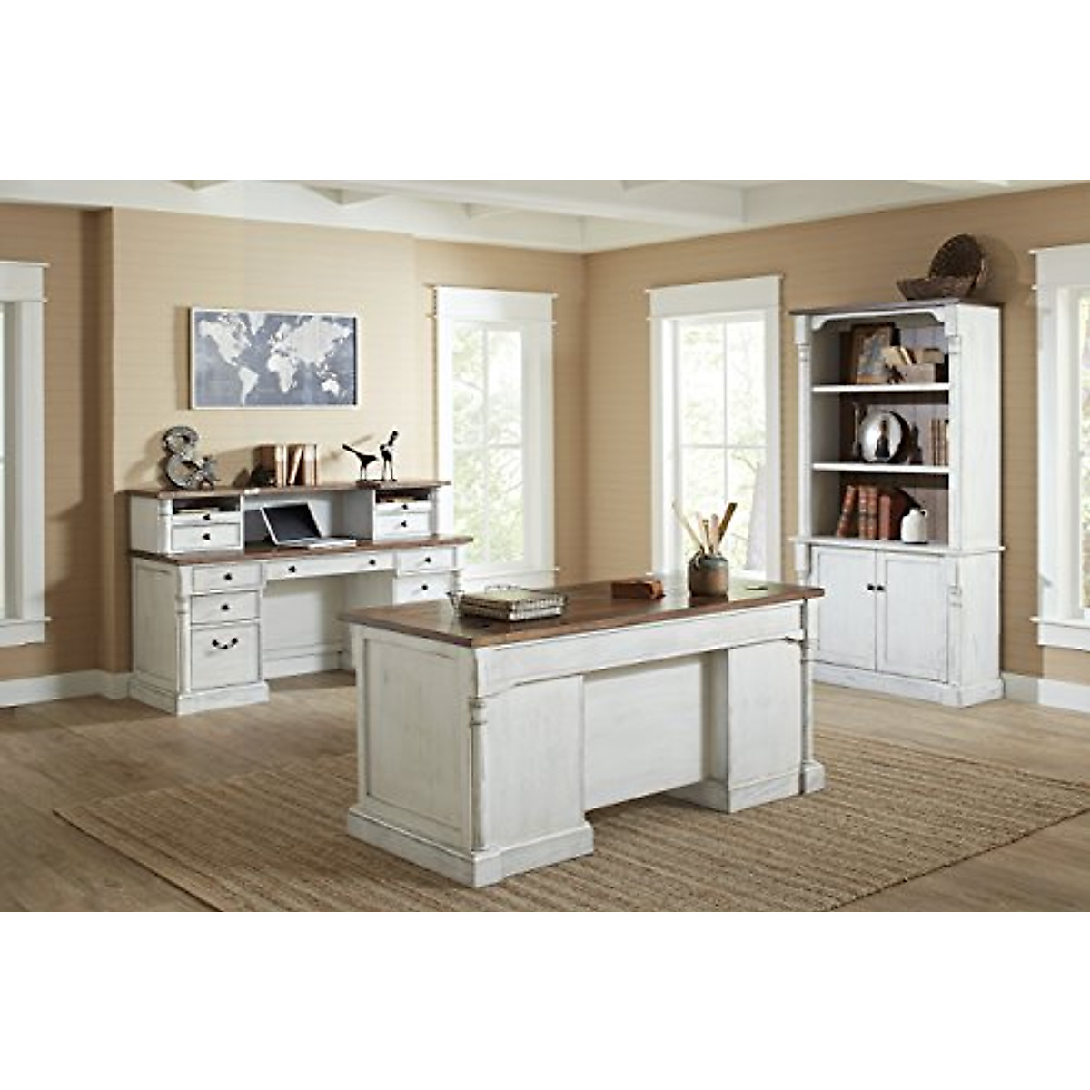 Martin Furniture Durham Double Pedestal Executive Desk, White