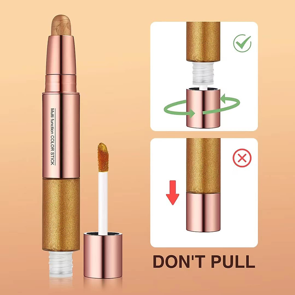 ABELYN 2-in-1 Cream Eyeshadow Stick 6 Colors Metallic Shimmer Eye Shadow Sticks & Highlighter Makeup Liquid Eye Shadow Pencil for Eyes (Pack of 6)