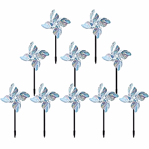 10 Pack Bird Scare Pinwheels Devices, Bird Reflective Pinwheels Woodpecker Bird Deterrent Pinwheel, Bird Repellent Bird Reflector Spinner Blinder Devices Outdoor Keep Birds Away