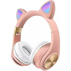 Cat Ear Bluetooth Headphones, v5.0 Wireless On-Ear Kids Headphones, Pink