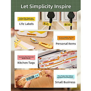 Makeid Label Printer HD(300dpi), Portable Bluetooth Handheld Label Maker Machine with Tape, Multiple Templates Compatible with iOS Android Easy to Use Rechargeable Labeler