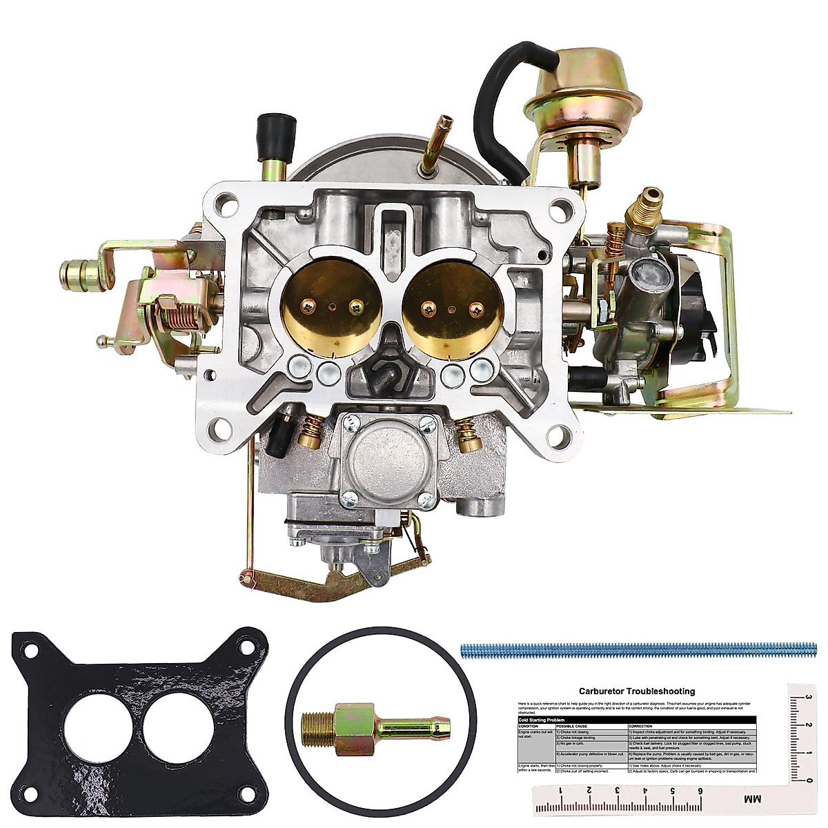 2 Barrel Carburetor 2100 2150 Carburetor For Ford 289 302 351 Carb F100 F250 F350 360 Cu Jeep Engine Mustang Replace for Motorcraft/Autolite 2100 2150 Carburetor with Electric Choke