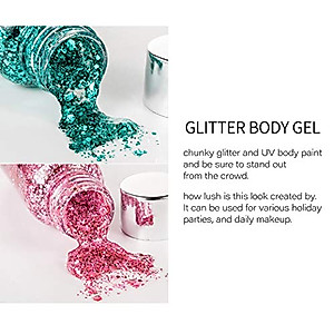 GL-Turelifes Mermaid Sequins Chunky Glitter Liquid Eyeshadow Glitter Body Gel Festival Glitter Cosmetic Face Hair Nails Makeup Long Lasting Sparkling 30g (#09 White)