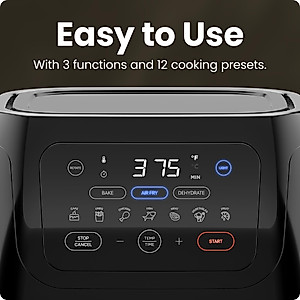 CHEFMAN Multifunctional Digital Air Fryer+ Rotisserie, Dehydrator, Convection Oven, 17 Touch Screen Presets Fry, Roast, Dehydrate, Bake, XL 10L Family Size, Auto Shutoff, Large Easy-View Window, Black