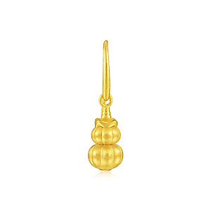 CHOW SANG SANG Cultural Blessings Daily Bliss 999 24K Solid Gold Groud (Wulu) Single Drop, J Hoop Earrings for Women 92742E (Sold Single Not Pair)