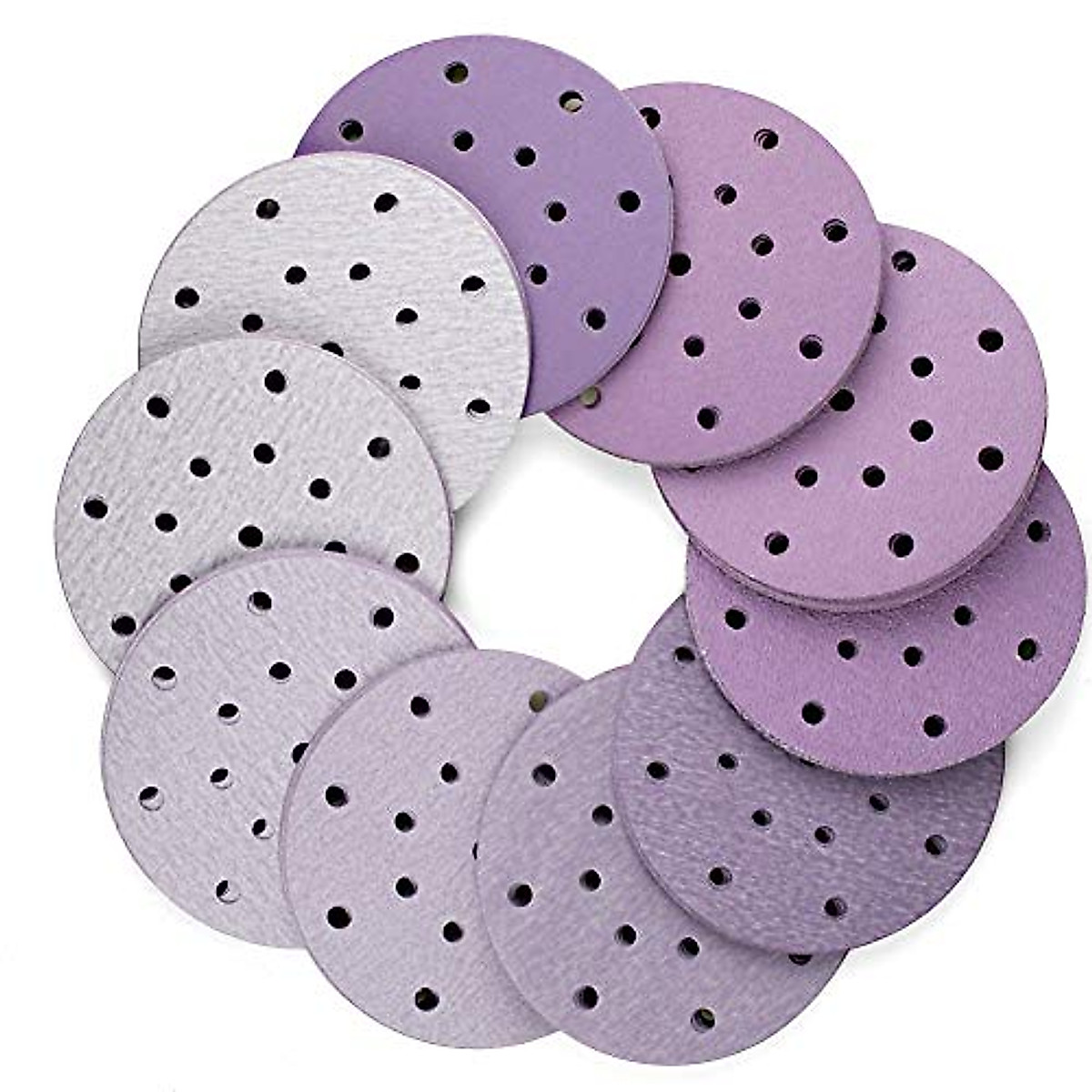 LotFancy Sanding Discs, 6 Inch 17 Hole, 100PCS 40 60 80 120 180 220 240 320 400 800 Grit Assorted Professional Sandpaper, Hook and Loop Random Orbital Sander Round Sand Paper