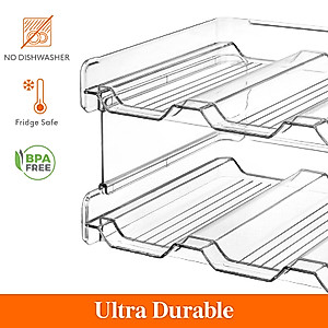 Lifewit Stackable Water Bottle Organizer for Cabinet, Freezer, Pantry - Plastic Cup Holder, Wine Racks for Kitchen Tabletop Storage, Cupboard, Office - Pack of 2, Each Rack Holds 3 Containers