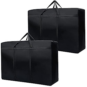 Evealyn Moving Bags Heavy Duty Extra Large 120L, Waterproof Luggage Storage Bags with Totes ,College Storage Bags Packing bags for Moving with Zippers for Clothes,Space Saving College Carrying Bag 2 Pack (Black)
