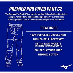 Mizuno mens Mizuno Premier Pro Piped Pant G2 XS White Royal, White/Royal, X-Small US