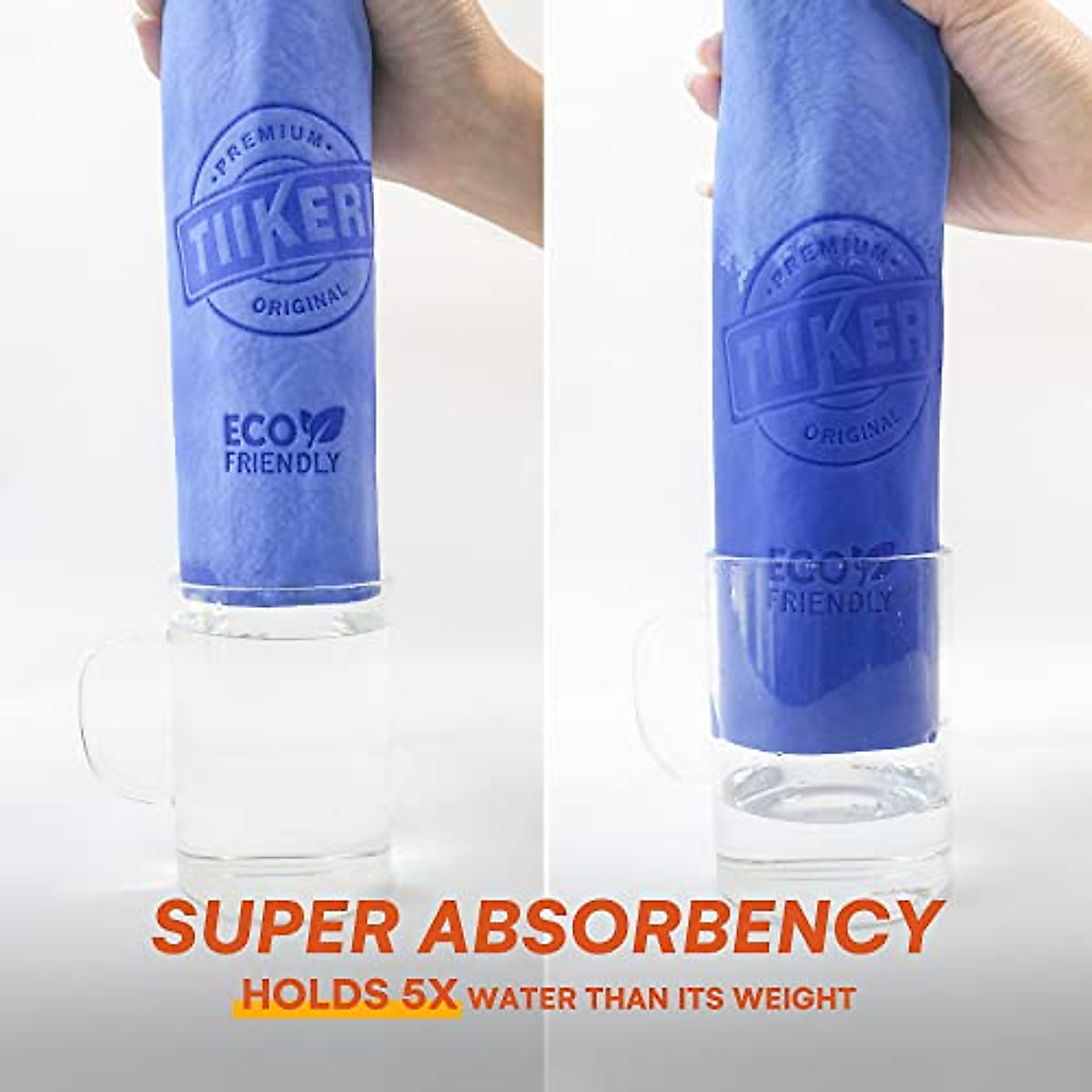 TIIKERI Super Absorbent Shammy Towel for Cars Drying - Blue,Multi-Use Chamois Cloth for Cars Boat Sports Furniture etc-Black, 26"x17" 2 PKS Scratch-Free Chamois Towels