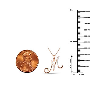 DZON Sterling Silver 1/20Ct TDW Diamond Studded Initial Charms Alphabet Name Letter M Pendant Necklace for Women(I-J,I2)