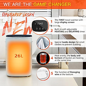 DOACE Upgraded Towel Warmer Bucket, 26L Large Towel Warmers with Auto Keep Warm, Heat Time 20/40/60 Min Adjustable and Delay Time Up to 24 Hours, Hot Towel Warmer for Bathroom, Gift for Mother's Day