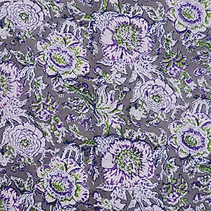 Trade Star 3 Yard Block Print Dressmaking Fabric 100% Cotton Floral Print Fabric for Sewing Crafting Ethnic Running Natural Dye Sanganeri Indian Fabric by The Yard Width 44 Inches (Pattern 4)