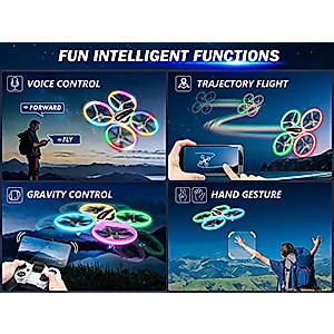 Q9C RC Drone with 720P HD FPV Camera for Kids and Adults Cool Toys Gifts for Boys Girls Teenage with LED Light,Propeller Full Protect,Hobby Quadcopter with Altitude Hold,2 Batteries and Remote Control,Easy to Fly