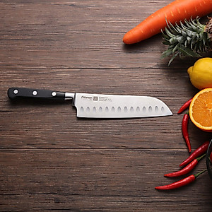 FISSMAN Santoku Knife 7 inch KITAKAMI Series Knives (X50CrMoV15 steel) - Stainless Steel Multipurpose Knife Ergonomic Non-Slip Handle