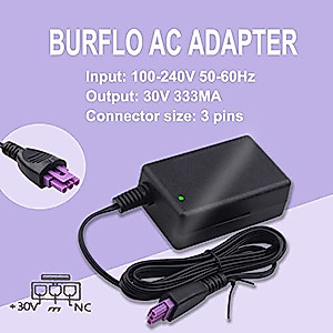 Burflo 30V 333mA Ac Adapter 0957-2286 for HP Deskjet 1000 1050 1051 1055 1056 2000 2050 3000 3050 3050A 3051A 3052A 3054 3510 3512 Printer Series J110A J310A J410 J410E J510 J611 0957-2290 0957-2398