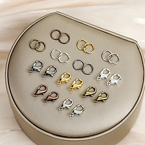 KOPOX Lobster Claw Clasps and Open Jump Rings Set, 6 Colors Lobster Clasps for Jewelry Making, Keychains and Bracelet