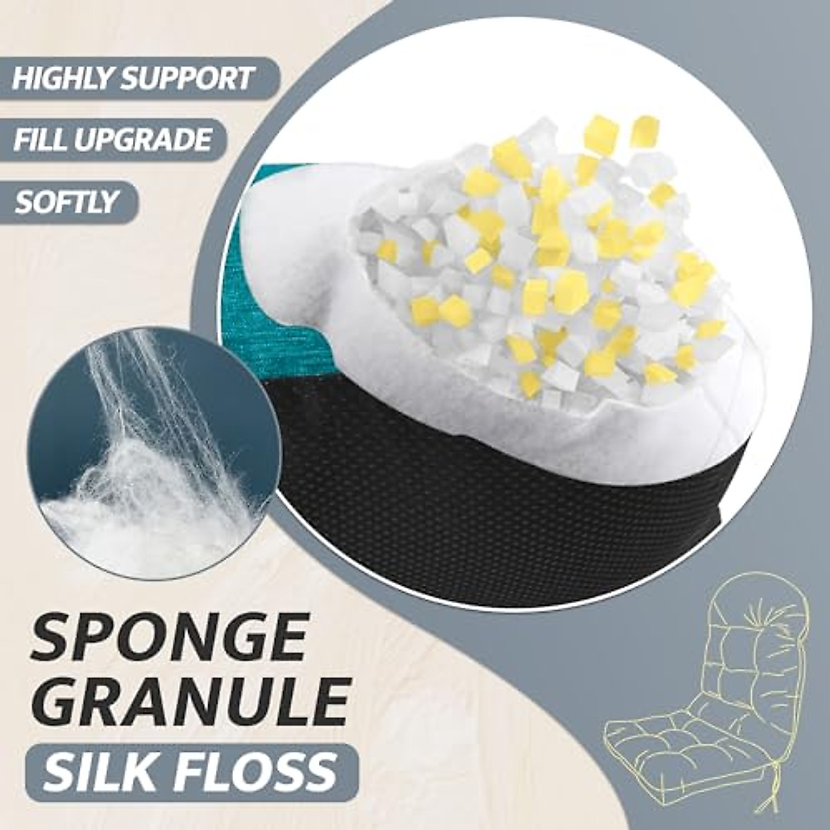 mudilun Outdoor Adirondack Chair Cushion High Weather Resistant Tufted Waterproof Lounge Cushion Anti-Slip Thickened High Back Patio Seat Pads Set of 2…