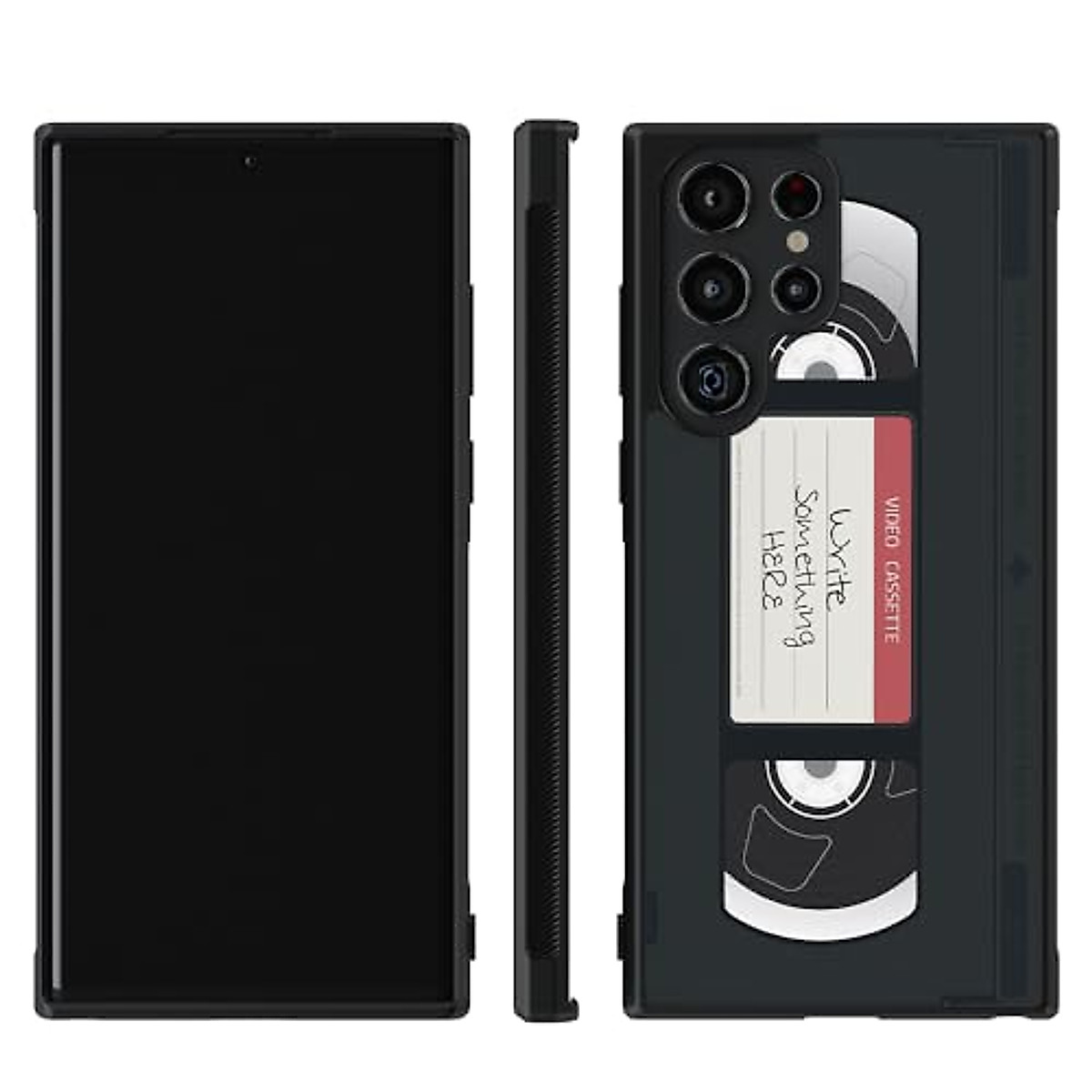 VHS Tape Video Cassette Personalized Black Rubber Phone Case Compatible With Samsung Galaxy S23 S23+ Ultra S22 S22+ S21 S21FE S21+ S20FE S20+ S20 Note 20 S10 S10+ S10e