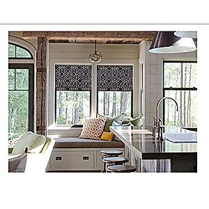 Faux Roman Valance Custom Made in Navy & Natural Trellis Print 100% Cotton Canvas Fabric. Fully Lined. Cordless. Ready to Hang