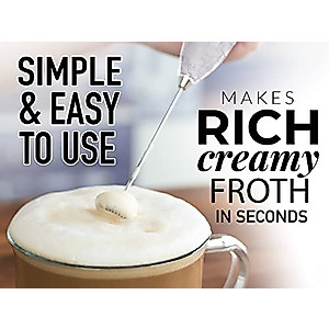 ULTRA HIGH SPEED MILK FROTHER For Coffee With NEW UPGRADED STAND - Powerful, Compact Handheld Mixer with Infinite Uses - Super Instant Electric Foam Maker with Stainless Steel Whisk by Zulay (Marble)
