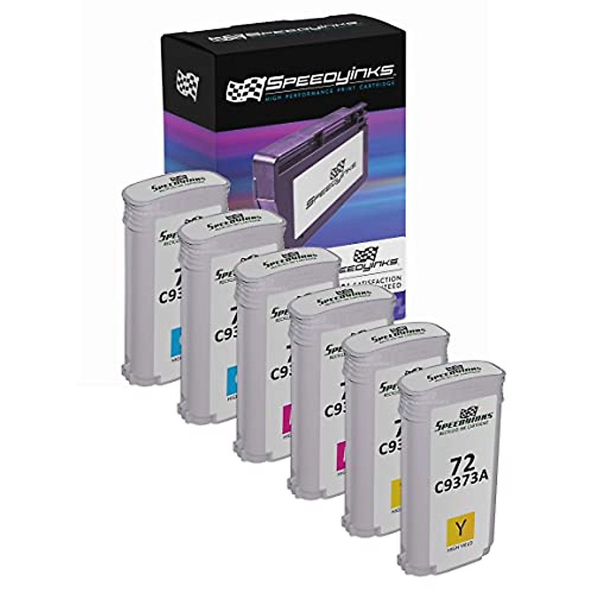 SPEEDYINKS Compatible Replacements for HP 72 Ink Cartridge High Yield (2 Cyan, 2 Magenta, 2 Yellow, 6-Pack) for use DesignJet T1100, T1120, T1200, T610, T620, T770, SD Pro MFP, T1100ps, T1120 SD-MFP
