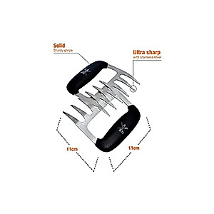 Grill Gods Meat Claws - Stainless Steel Smoker Accessories - Ultra-Sharp Meat Shredder will Easily Tear up Pulled Pork, Chicken, and Brisket - with Heat Resistant Handles