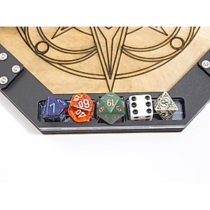 C4Labs Dice Tray 10" Octagon Laser Etched Wood - Compass - Blue