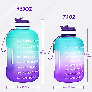 BuildLife 1 Gallon Water Bottle with Time Marker and Straw,Large Water Bottles with Times to Drink,BPA Free Gallon Water Jug- Motivational Water Bottle 1 Gallon(Green/Purple Gradient,1 Gallon)