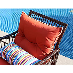 DECMICO Outdoor Rocking Chairs 3 Pieces Patio Conversation Front Porch Furniture, Wicker Rocking Chairs Bistro Set with Glass Coffee Table and Cushions for Garden and Balcony…