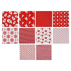 HEALLILY 20Pcs Christmas Fabric Cotton Fabric Bundle Squares Patchwork Cloth Quilting Handmade Fabric Cloth for DIY Christmas Wreath Doll Dress Coaster Sewing Quilting 20x20cm