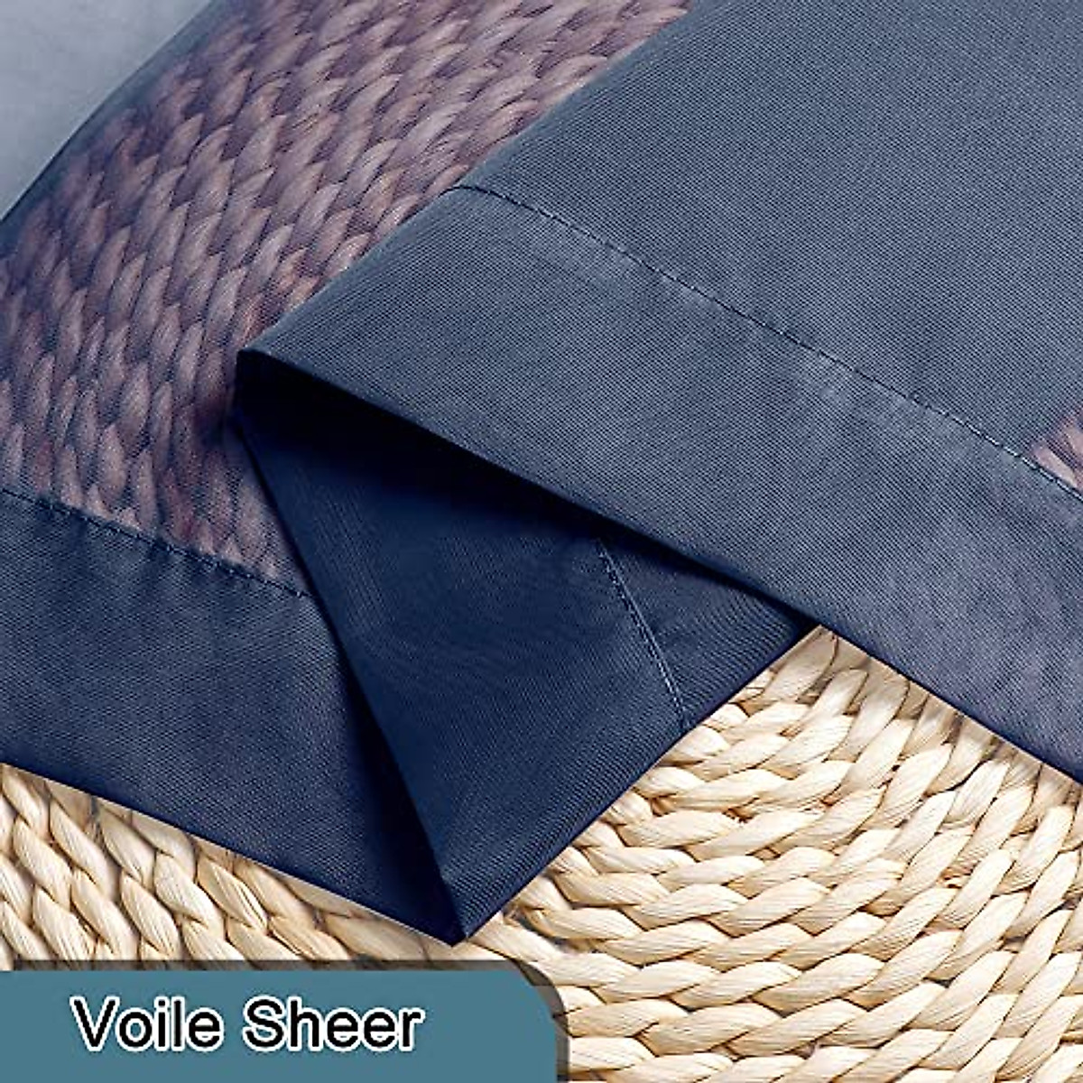 Lecloud Window Treatment Sheer Curtains 120 Inches Long, Basic Rod Pocket Drapes for Living Room Bedroom, Semi Sheer Voile Curtain Panels for Yard Patio Villa Parlor Backdrop, 40" Wx120 L, Navy Blue