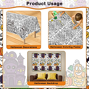 OHOME Halloween Paper Coloring Tablecloth - Halloween Party Decorations | Halloween Backdrop for Indoor | Halloween Games Gifts Decor Party Favors Supplies | Halloween Crafts for Kids,54" x 88"
