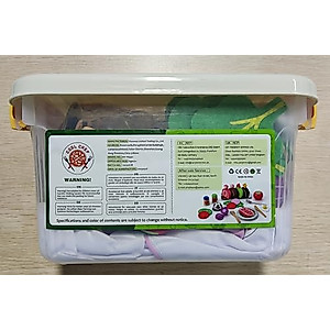 EFO SHM 44PCS Play Kitchen Accessories, Wooden Play Food, Kids Kitchen Pretend Play Toys with Stainless Steel Play Pots & Pans Sets, Apron & Chef Clothes, Kitchen Toys for Toddlers Preschoolers Kids