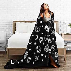 MSGUIDE Moon Gothic Pattern Throw Blanket for Couch Cozy Flannel Bed Blanket Soft Lightweight Warm Decorative Blanket for Sofa, Travel - All Seasons Suitable for Girls Boys Women Men