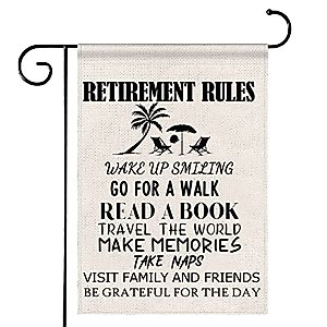 POFULL Retirement Rules Garden Flag Retirement Yard Sign Retired Nurse Teacher Coworker (Retirement Rules Flag)