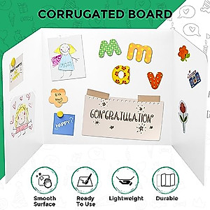 CREGEAR Poster Board, Classroom Privacy Shields for Student Desk - 4mm Thick, 13.77"x17"x13.77", Presentation Board, Resuable Plastic Privacy Board 2 Pack with Extra Name Lables