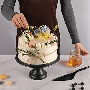 ECOWAY Round Cake Stand 9.84 Inch with Spatula, Black Cupcake Stand Bamboo Fiber, Dessert Display Plates for Snacks, Cookies, Candy Dish1