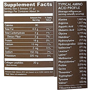 Vital Protein Collagen Peptides, Pasture Raised, Grass Fed, Paleo Friendly, Gluten / Zero Sugar Dairy Free, Chocolate, 32.56 Oz