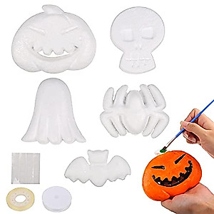 KIMOBER 30pcs Halloween Foam Decoration Kit,White Polystyrene Strofoam Hanging Ornament Set for Halloween Party Favors