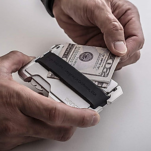 Dango Slim Minimalist Wallet for Men - RFID Blocking - Leather + Multi-Tool, Brown Rawhide/Raw Aluminum